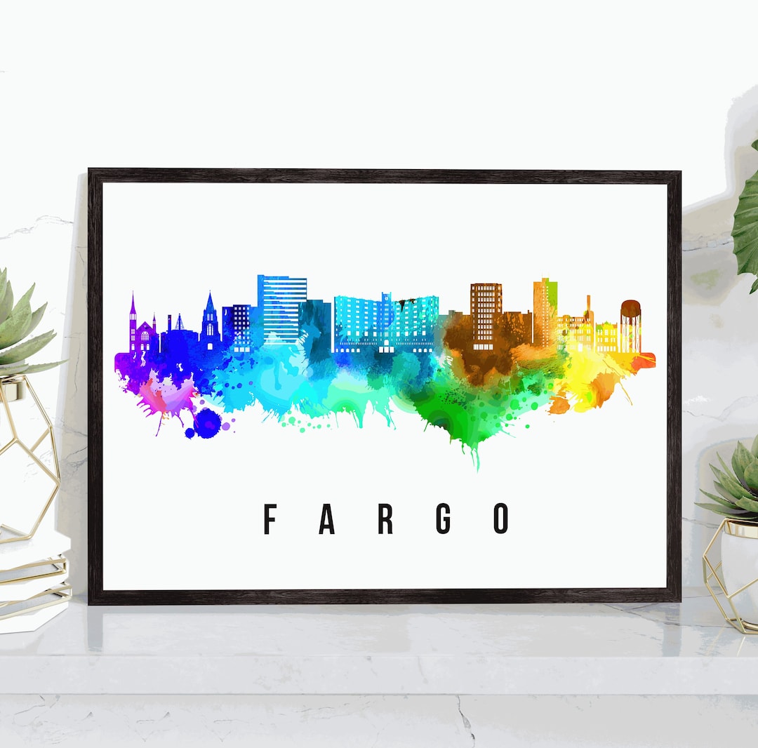 Fargo Skyline North Dakota Poster, North Dakota Cityscape Painting ...