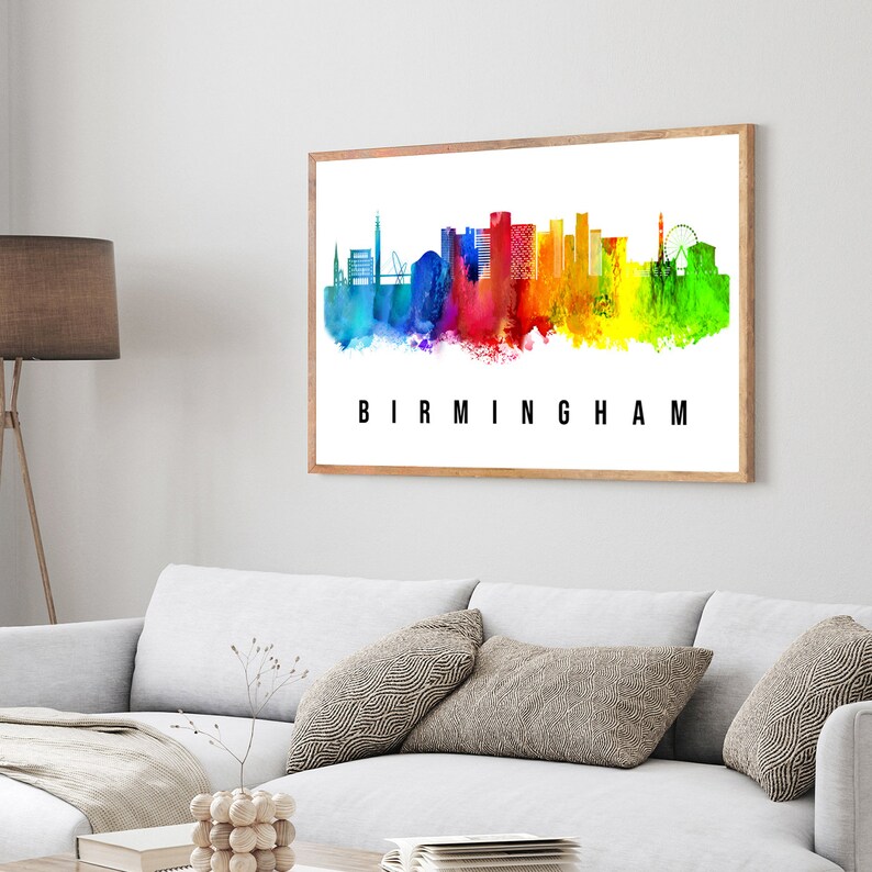 Birmingham England Poster, Skyline Poster Cityscape Poster, Landmark ...