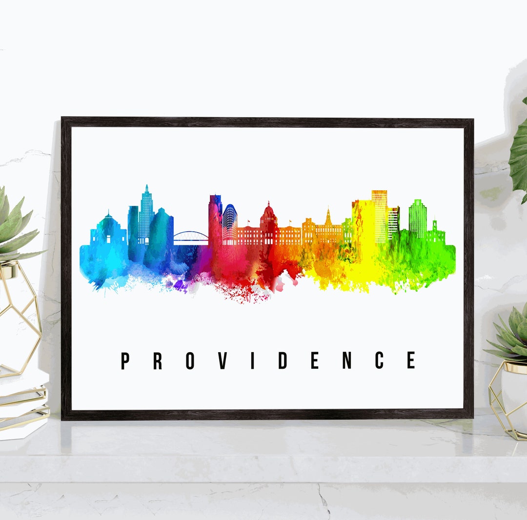 Providence Skyline Rhode Island Poster, Rhode Island Cityscape Painting ...