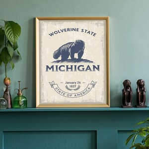 Michigan State Symbol Poster, Michigan State Poster Print, Michigan ...