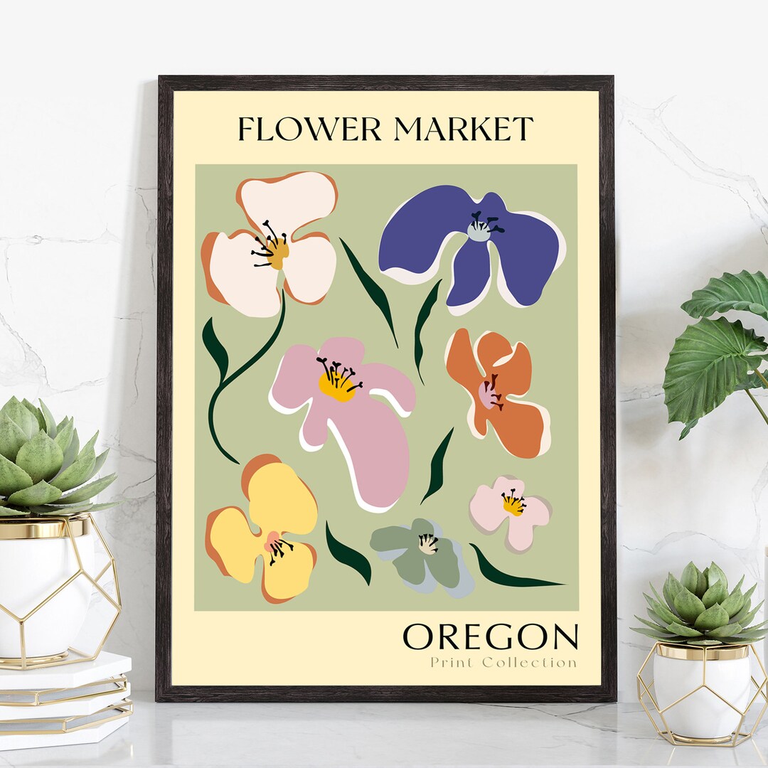 Oregon State Flower Print, USA States Poster, Oregon Flower Market ...