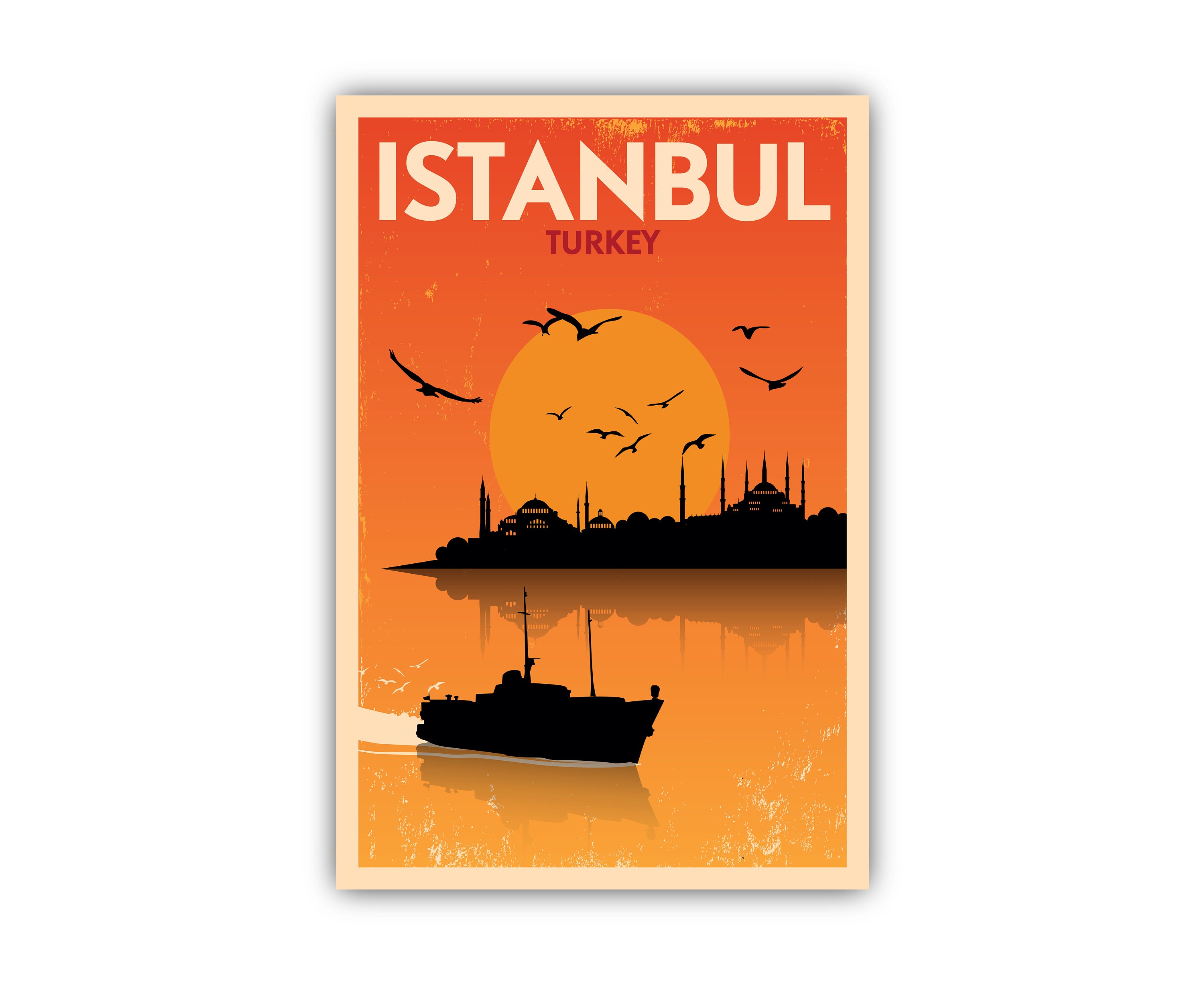 Retro Style Travel Poster Turkey Istanbul Vintage Rustic - Etsy