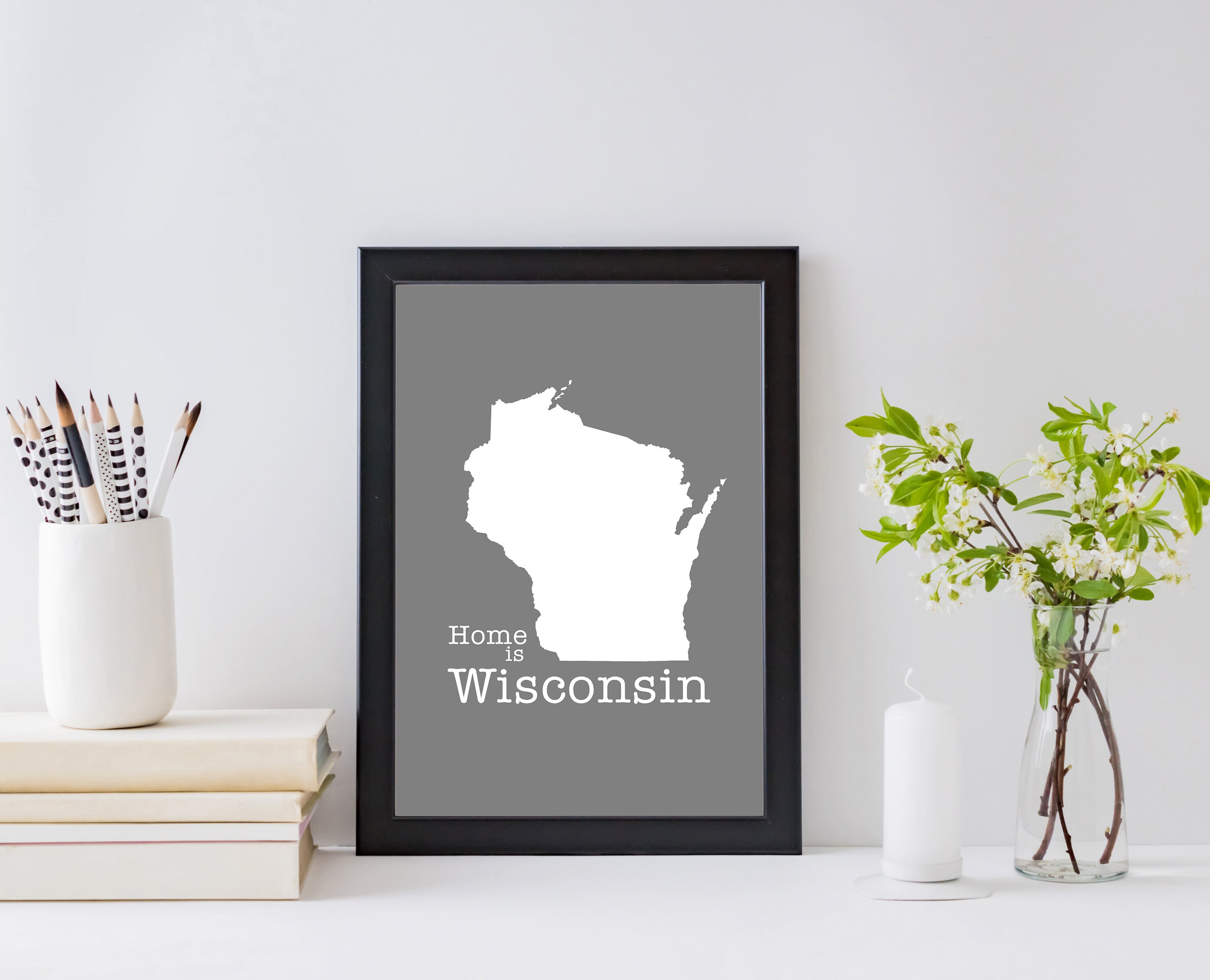 Wisconsin Map Wall Art Wisconsin Modern Map Poster Print | Etsy