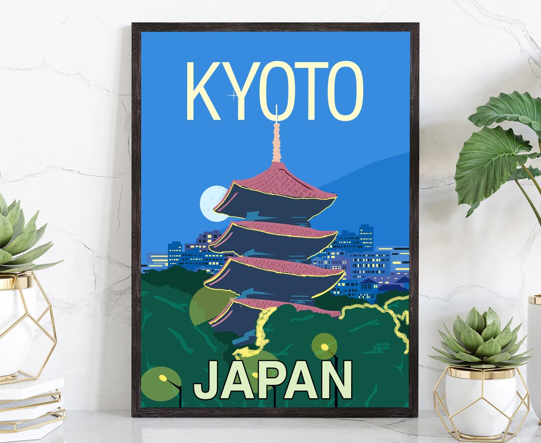 JAPAN KYOTO Travel Poster, Kyoto Japan Cityscape Poster, Kyoto Landmark ...