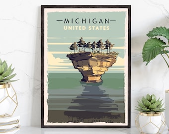 Pictured Rocks, Upper Peninsula, Lake Superior, Michigan Print, Great ...