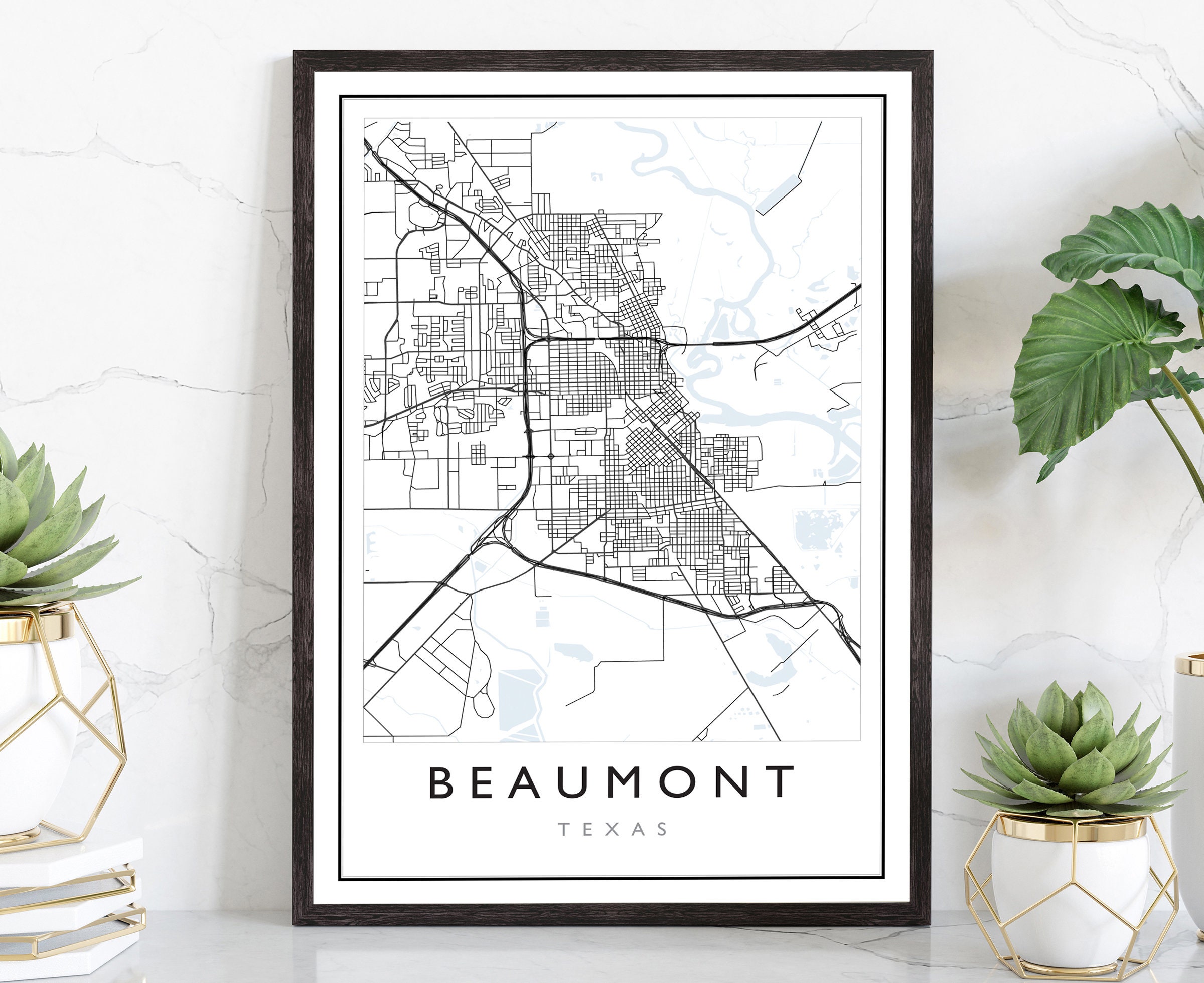 Beaumont Map Beaumont City Road Map Poster Beaumont Texas | Etsy