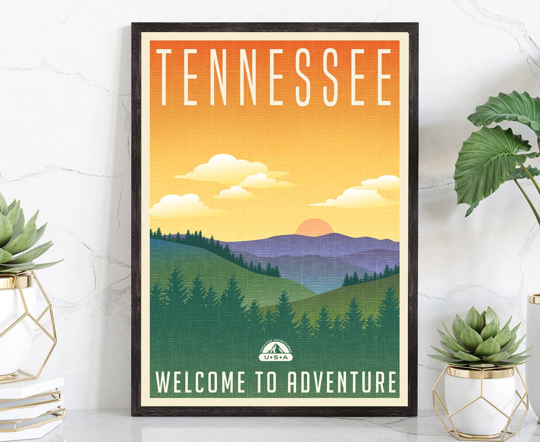 Retro Style Travel Poster, Tennessee Vintage Rustic Poster Print, Home ...
