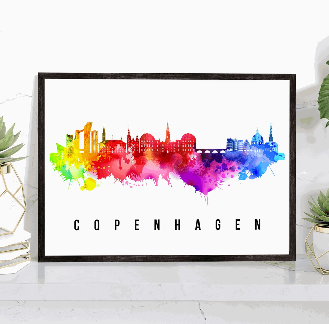 COPENHAGEN - DENMARK Poster, Skyline Poster Cityscape and Landmark ...