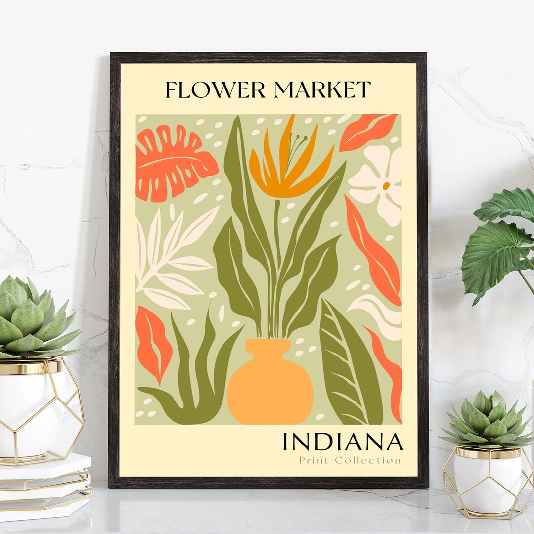Indiana State Flower Print, USA States Poster, Indiana Flower Market ...
