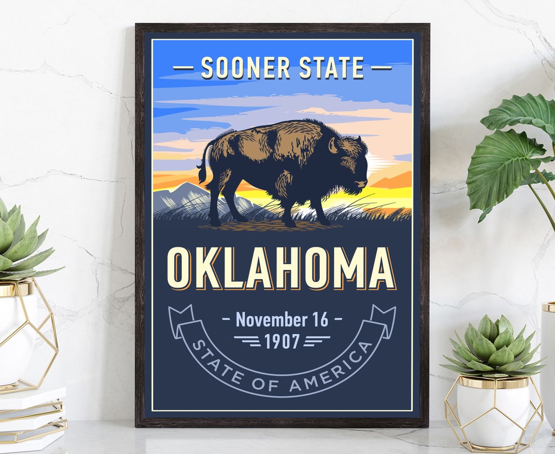 United States Poster, Oklahoma State Poster Print, Oklahoma State ...