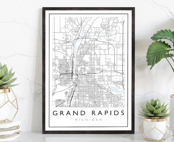 Grand Rapids Michigan City Map Michigan City Road Map Poster | Etsy