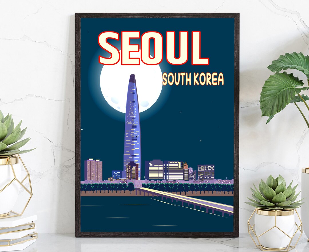 SOUTH KOREA SEOUL Travel Poster, Seoul Cityscape Poster Print, Seoul ...