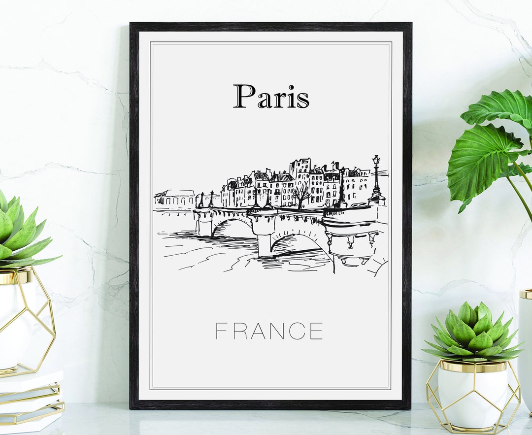 Hand Drawn Poster, Paris Travel Poster, France Poster Wall Art, Paris ...