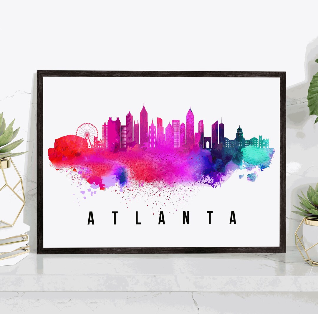 Atlanta - Georgia Skyline Poster, Cityscape Painting, Atlanta Georgia ...