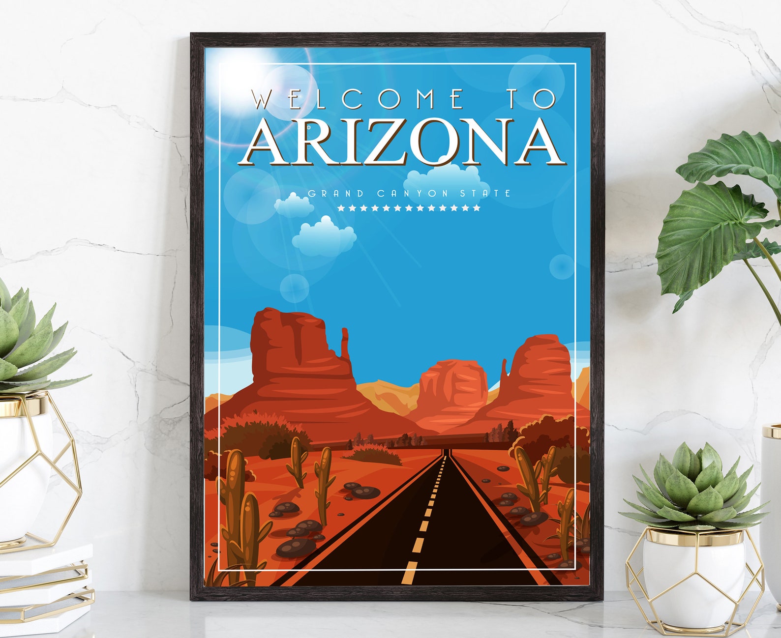 Retro Style Travel Poster Arizona Vintage Rustic Poster - Etsy Italia
