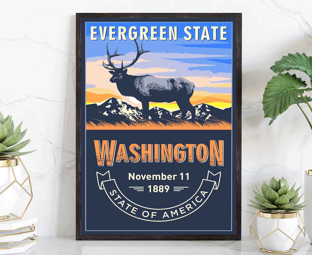 United States Poster, Washington State Poster Print, Washington State ...