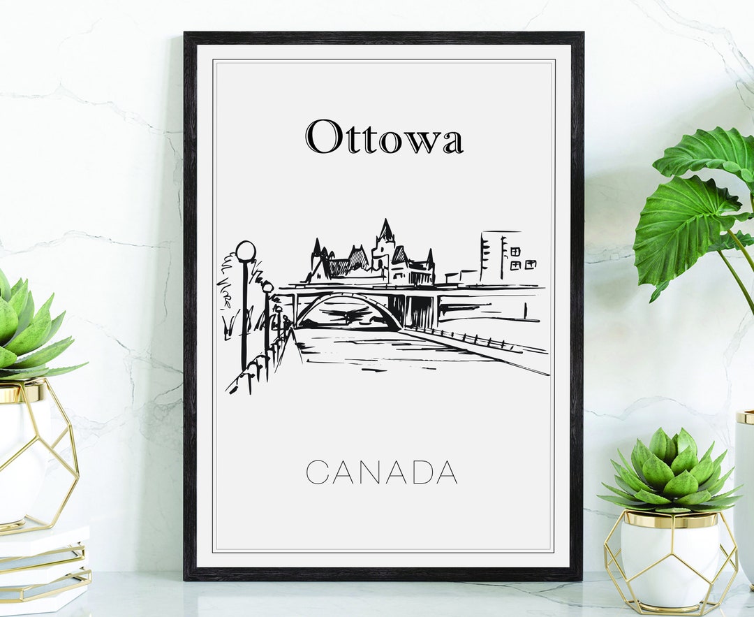 Hand Drawn Poster, Ottawa Travel Poster, Canada Ottawa Poster Wall Art ...