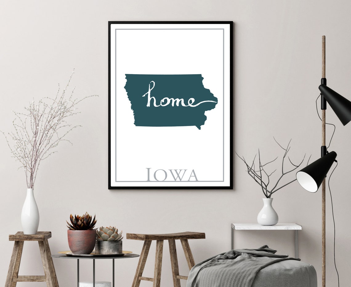 Iowa Map Wall Art Iowa Modern Map Poster Print Home Wall - Etsy