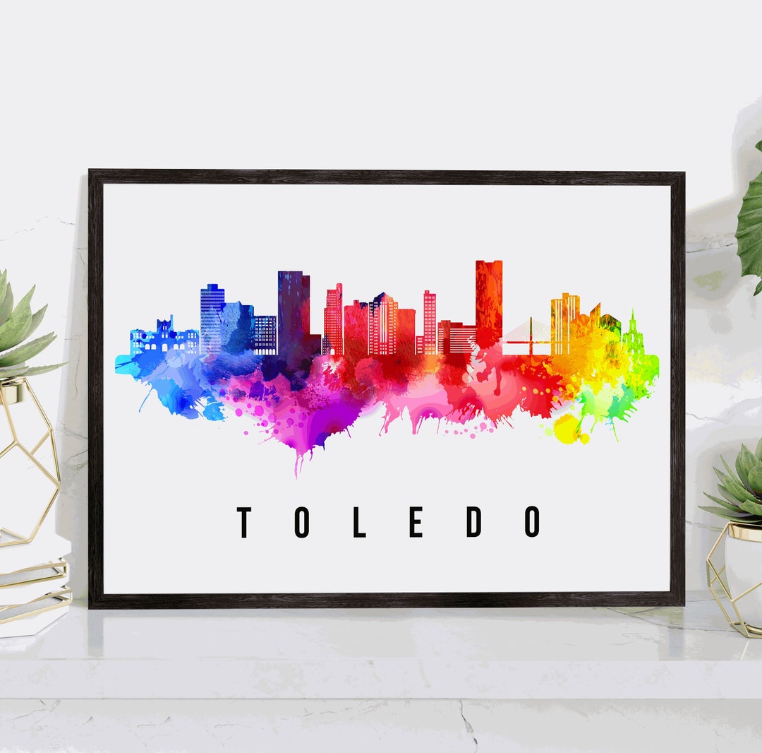 TOLEDO - SPAIN Poster, Skyline Poster Cityscape and Landmark Toledo ...