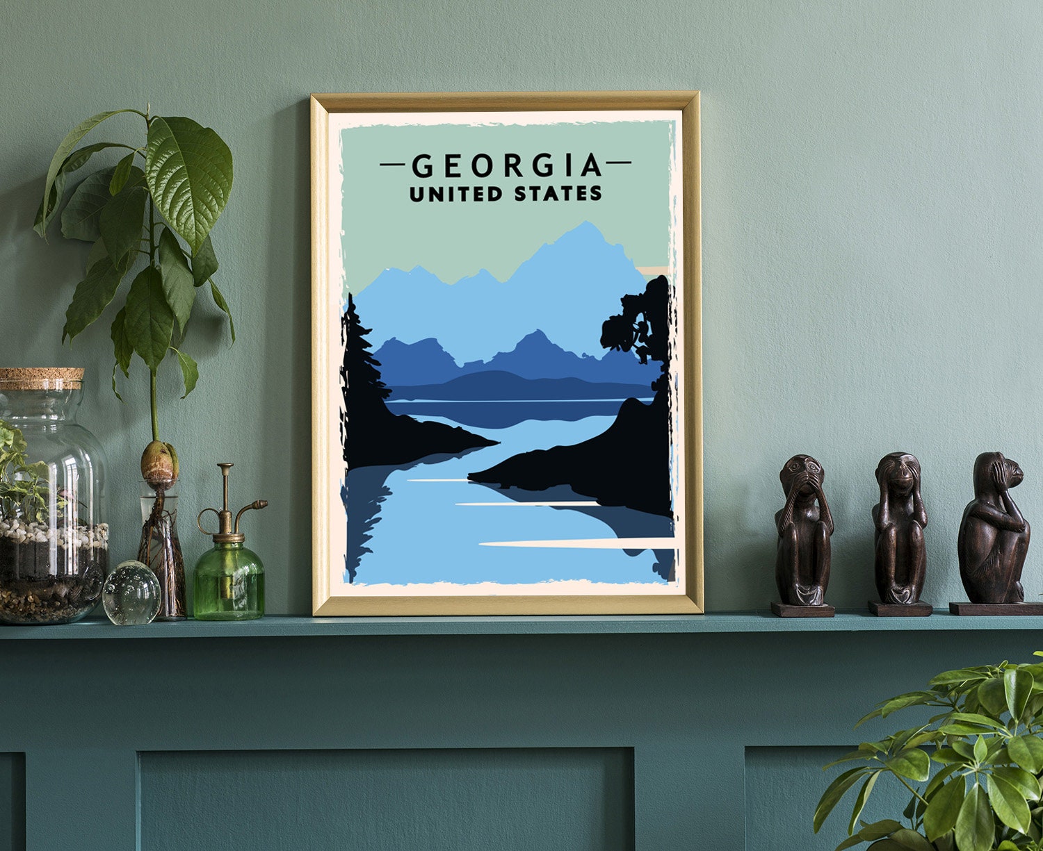 Retro Style Travel Poster Georgia Vintage Rustic Poster - Etsy