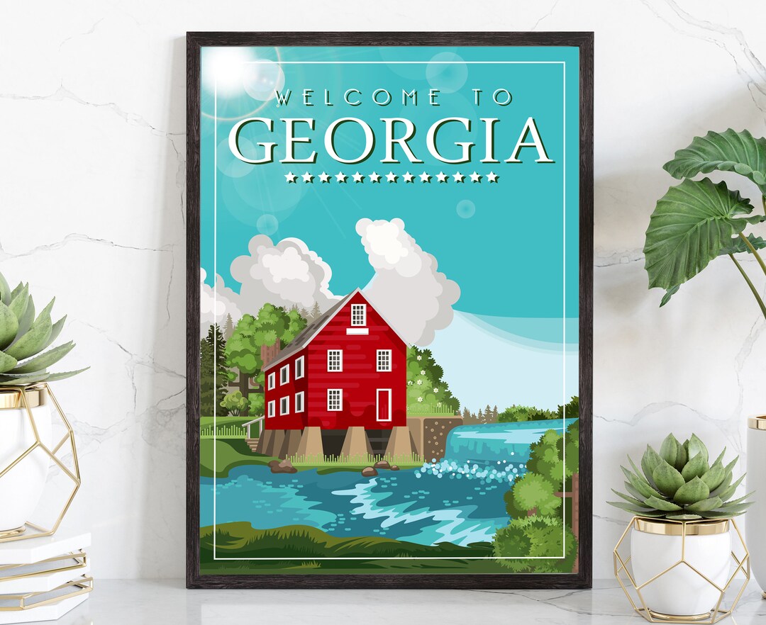 Retro Style Travel Poster, Georgia Vintage Rustic Poster Print, Home ...
