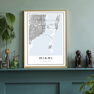 Miami Florida City Map, Miami Florida Road Map Poster, City Street Map ...