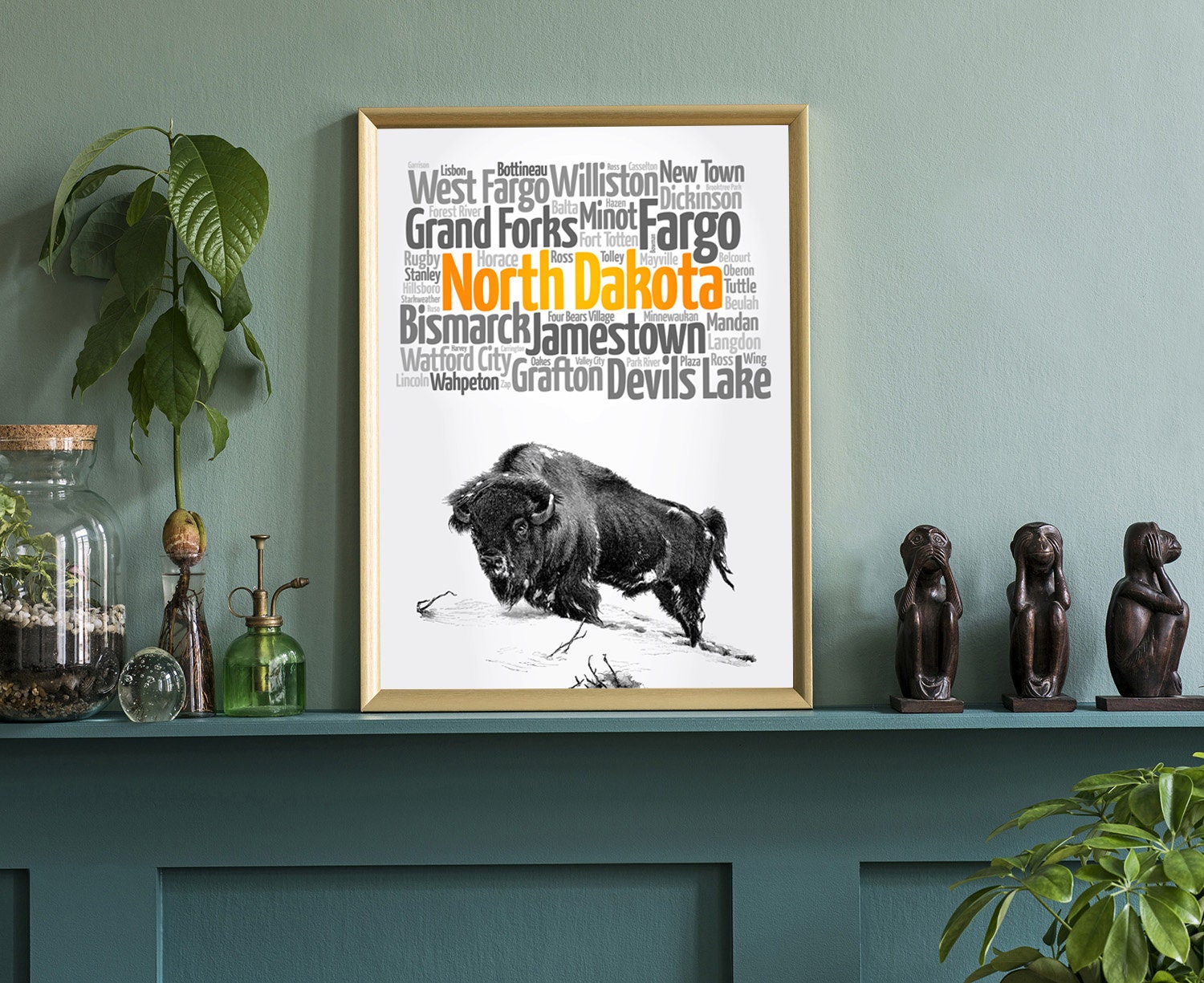 Retro Style Travel Poster North Dakota Vintage Rustic Poster - Etsy