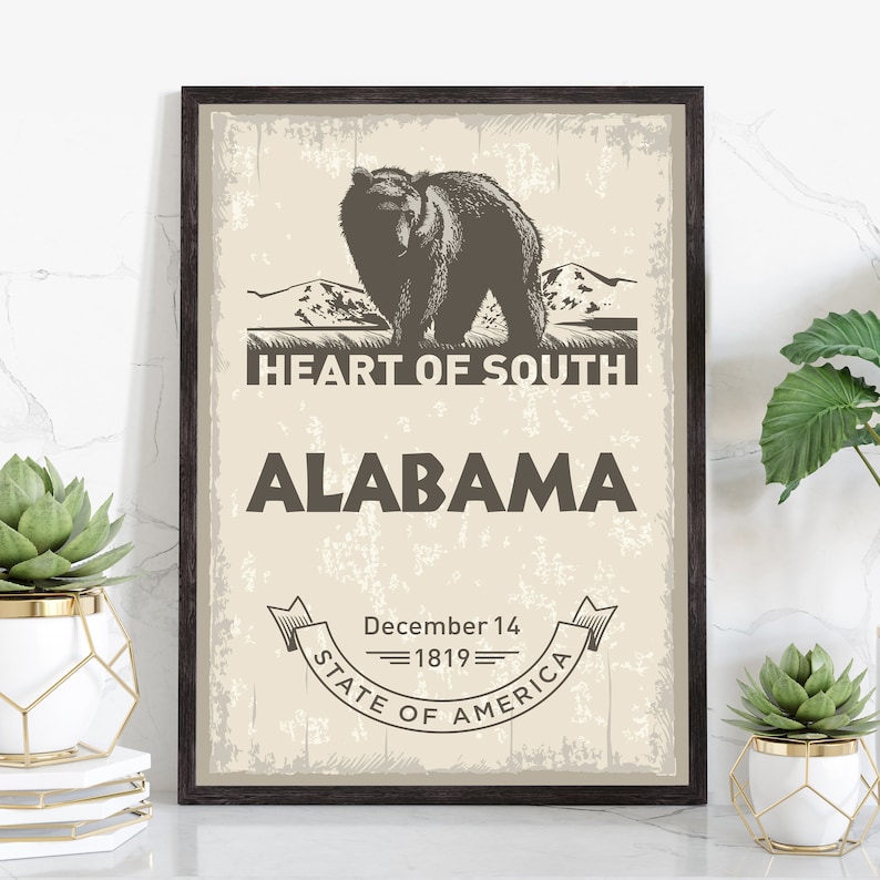 Alabama State Symbol Poster Alabama Poster Print Alabama - Etsy