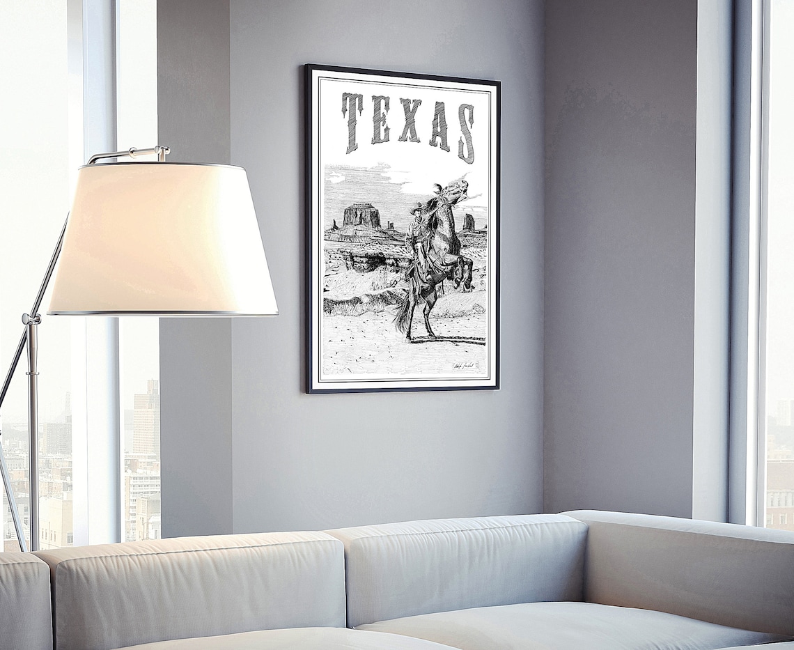 Hand Made Retro Style Travel Poster Texas Vintage Rustic - Etsy