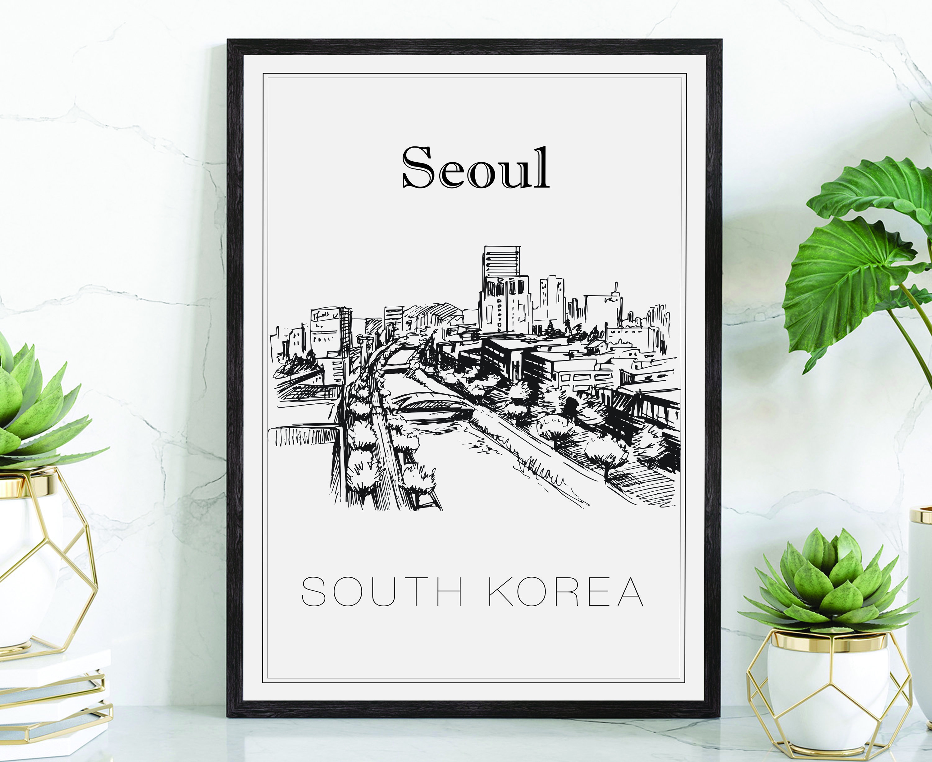 Hand Drawn Poster South Korea Travel Poster Seoul Poster | Etsy