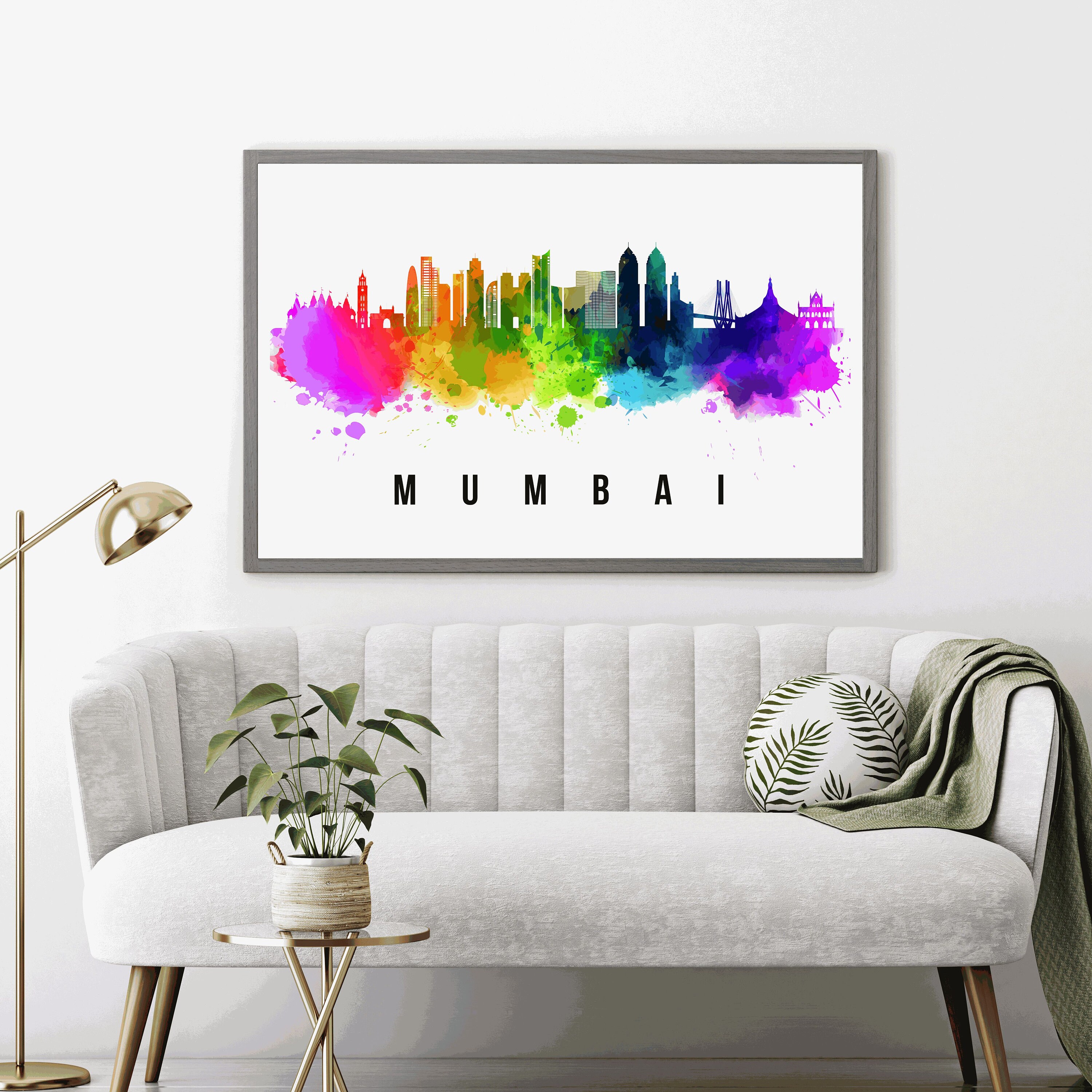 MUMBAI - INDIA Poster, Skyline Poster Cityscape and Landmark Print ...