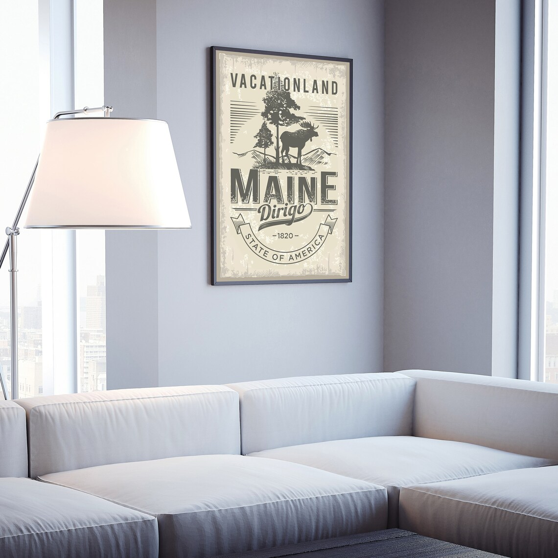 Maine State Symbol Poster Maine State Poster Print Maine - Etsy