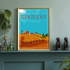 Retro Style Travel Poster, Kentucky Vintage Rustic Poster Print, Home ...
