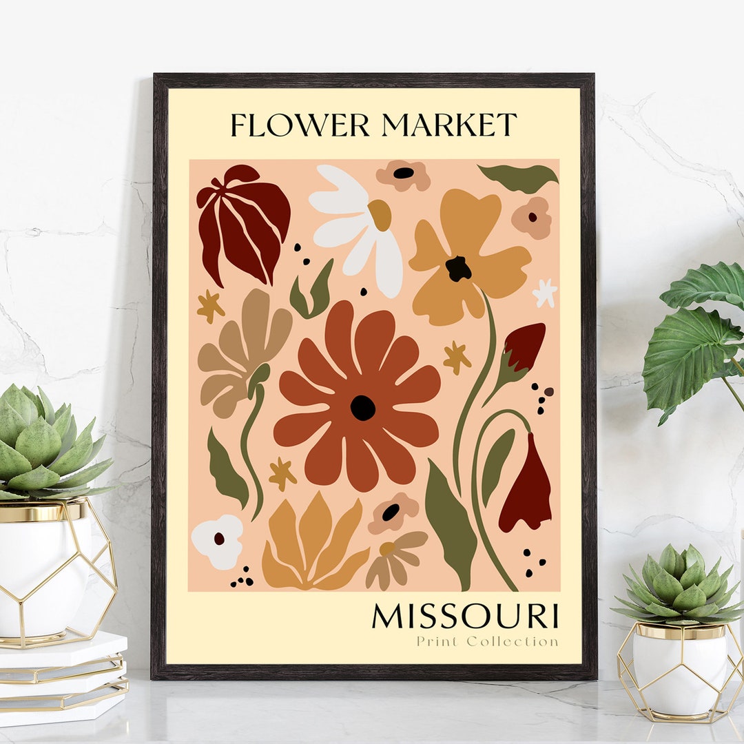 Missouri State Flower Print, USA States Poster, Missouri Flower Market ...