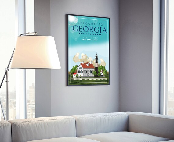 Prints Vintage Style Georgia Poster Georgia Print Travel Gift Georgia ...