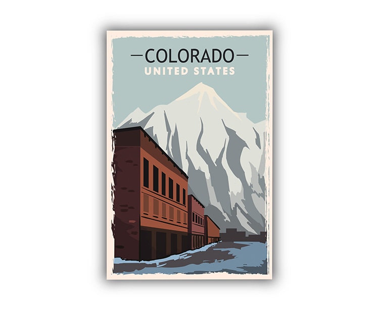 Retro Style Travel Poster, Colorado Vintage Rustic Poster Print, Home ...