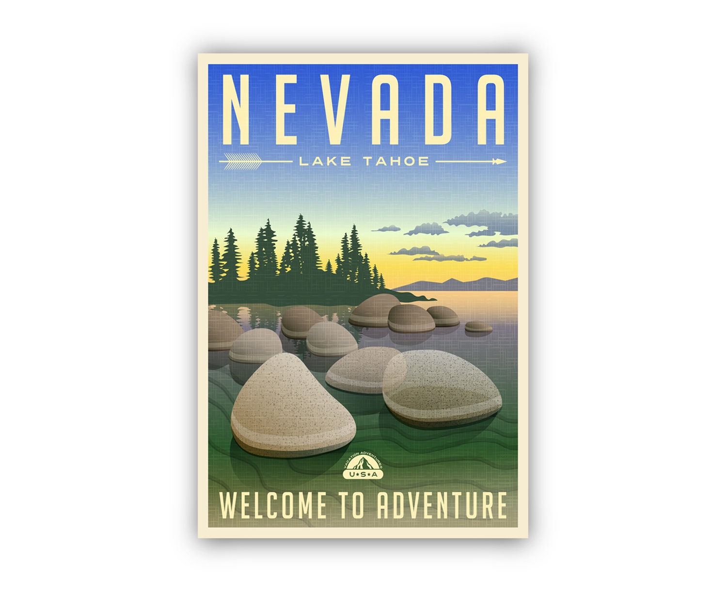 Retro Style Travel Poster Nevada Vintage Rustic Poster Print | Etsy