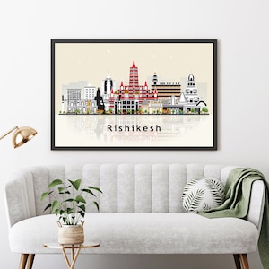 RISHIKESH INDIA Illustration Skyline Poster, Modern Skyline Cityscape ...
