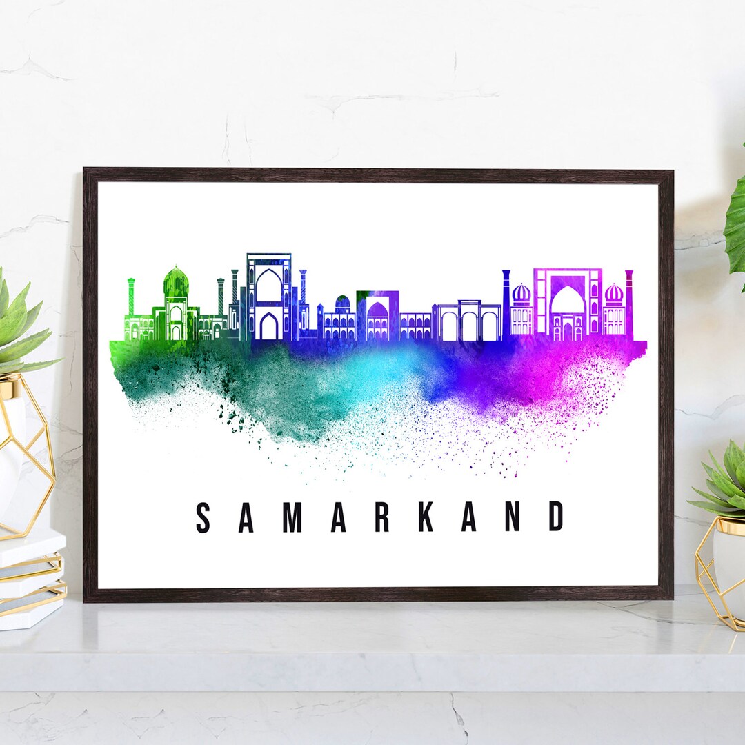 Samarkand Uzbekistan, Skyline Cityscape Poster, Uzbekistan Landmark ...