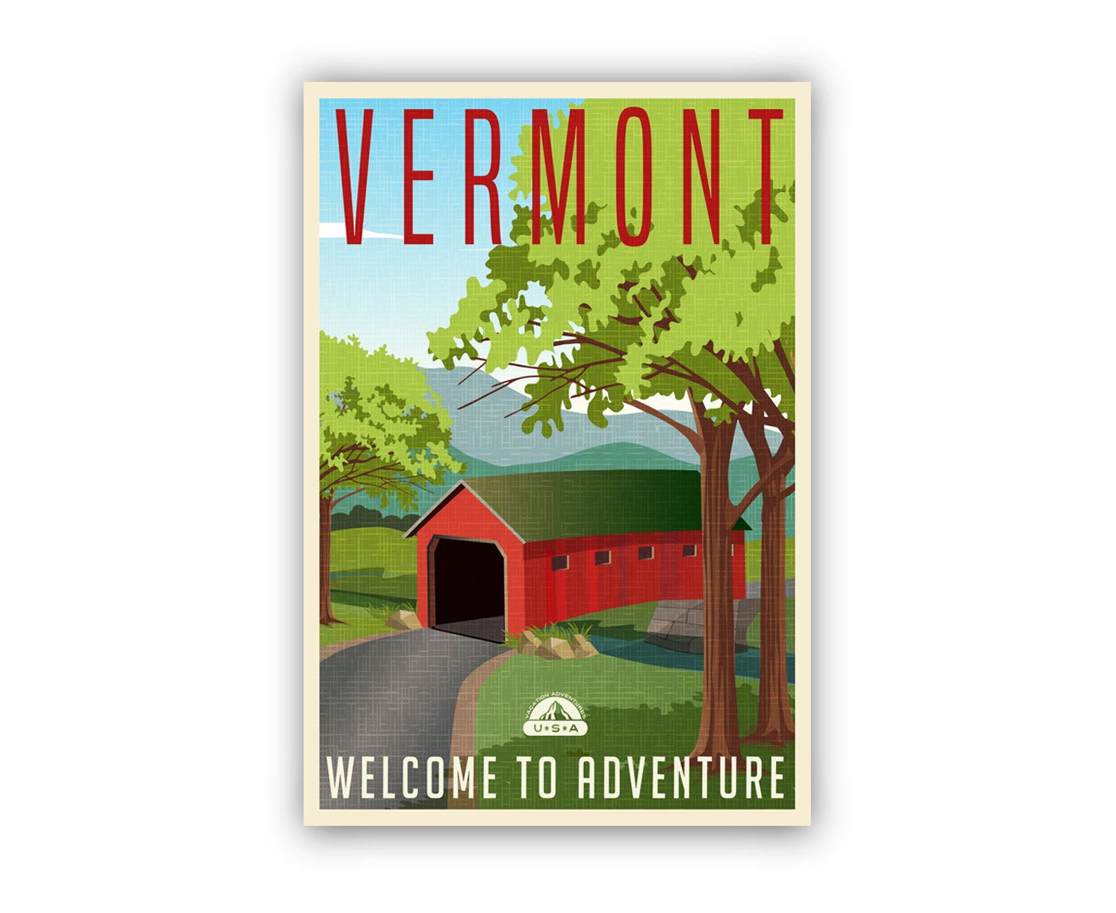Retro Style Travel Poster Vermont Vintage Rustic Poster - Etsy
