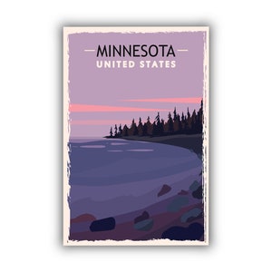 Retro Style Travel Poster, Minnesota Vintage Rustic Poster Print, Home ...