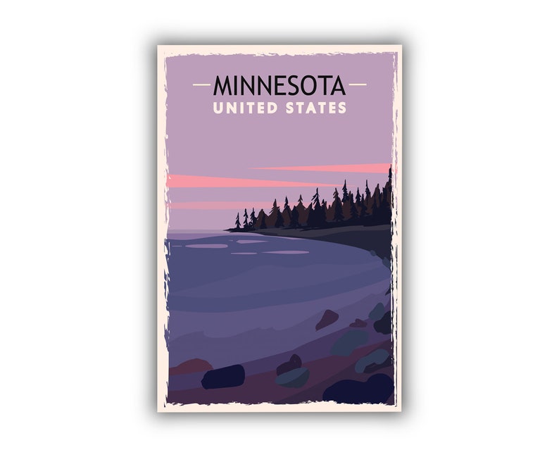 Retro Style Travel Poster Minnesota Vintage Rustic Poster - Etsy