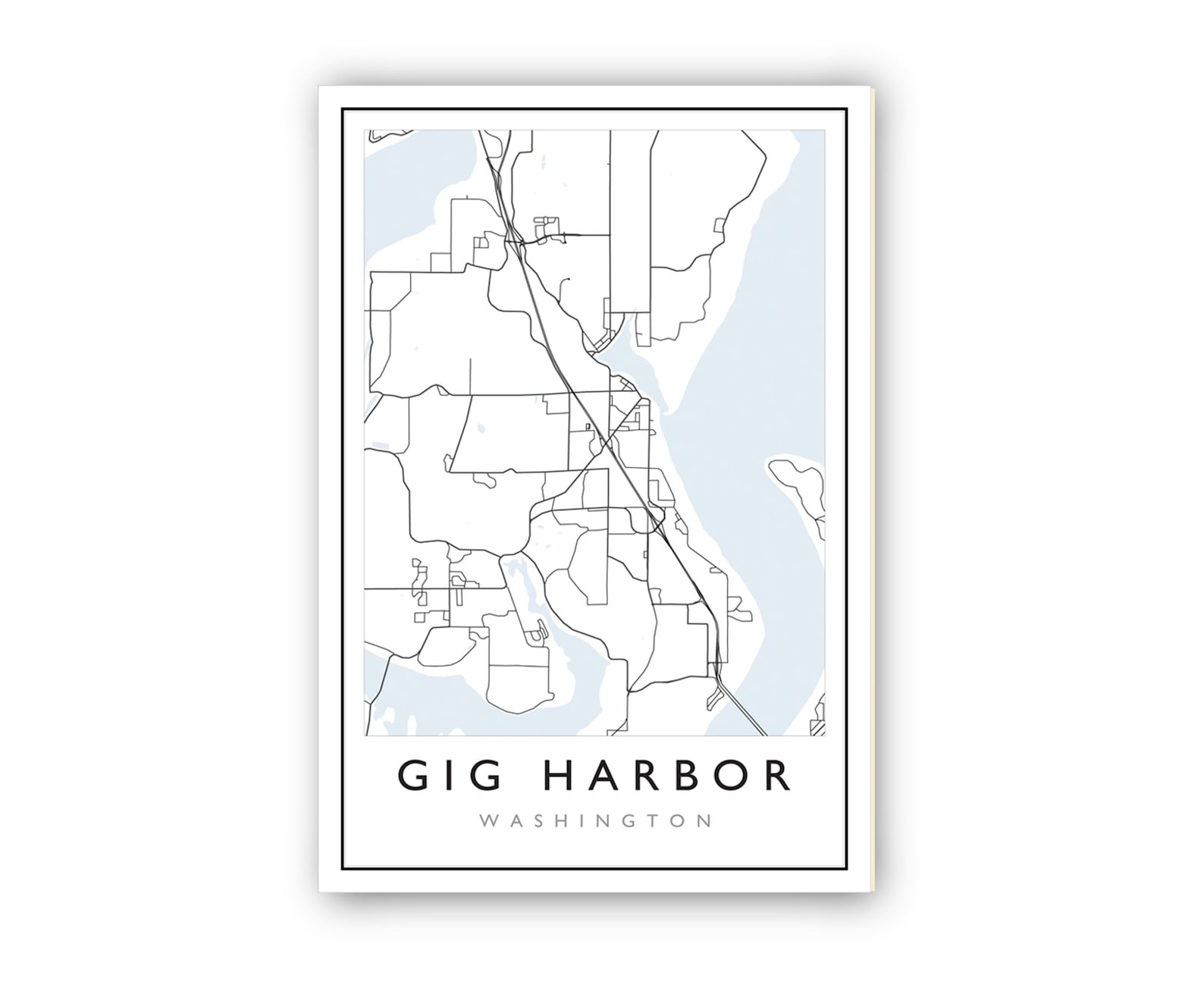 Gig Harbor Washington City Map Washington City Road Map | Etsy
