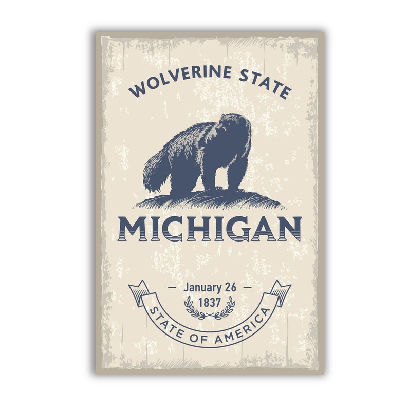 Michigan State Symbol Poster Michigan State Poster Print - Etsy