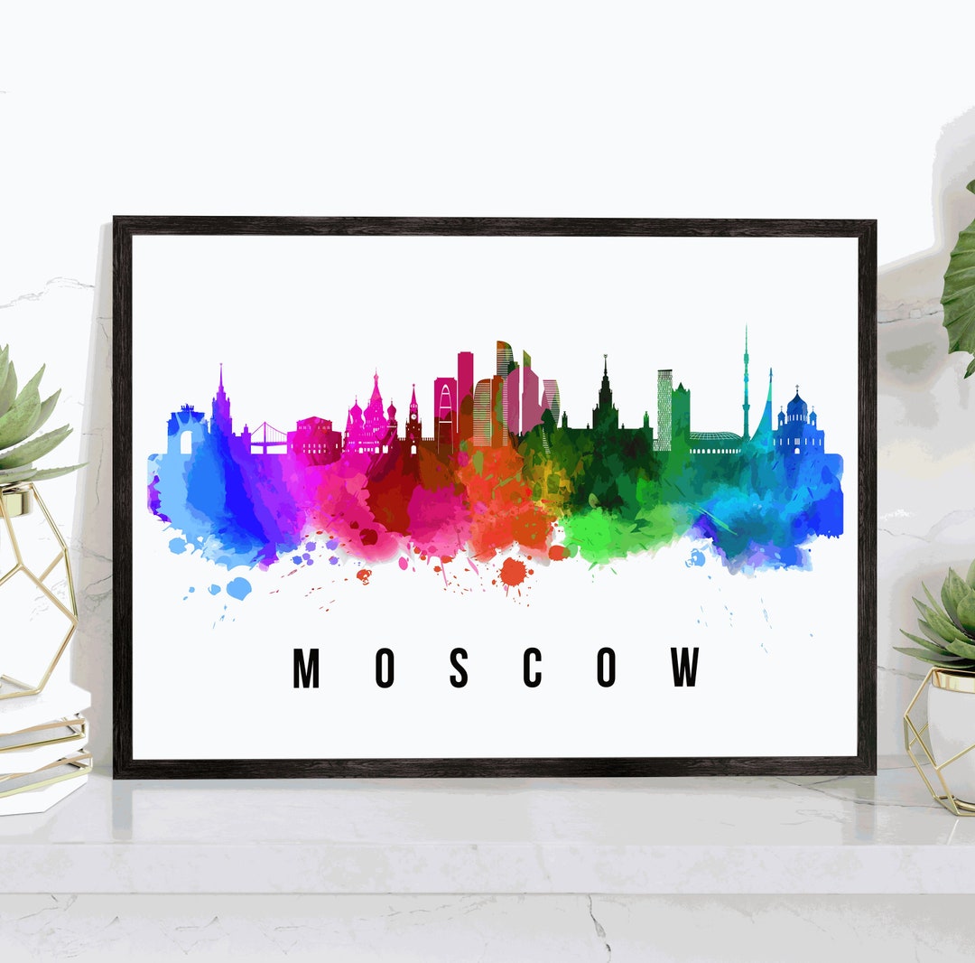 MOSCOW - RUSSIA Poster, Skyline Poster Cityscape and Landmark Moscow ...