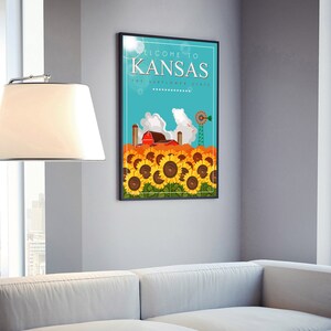 Retro Style Travel Poster, Kansas Vintage Rustic Poster Print, Home ...