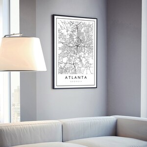 Atlanta Map, Atlanta City Road Map Poster, Atlanta Georgia City Street ...
