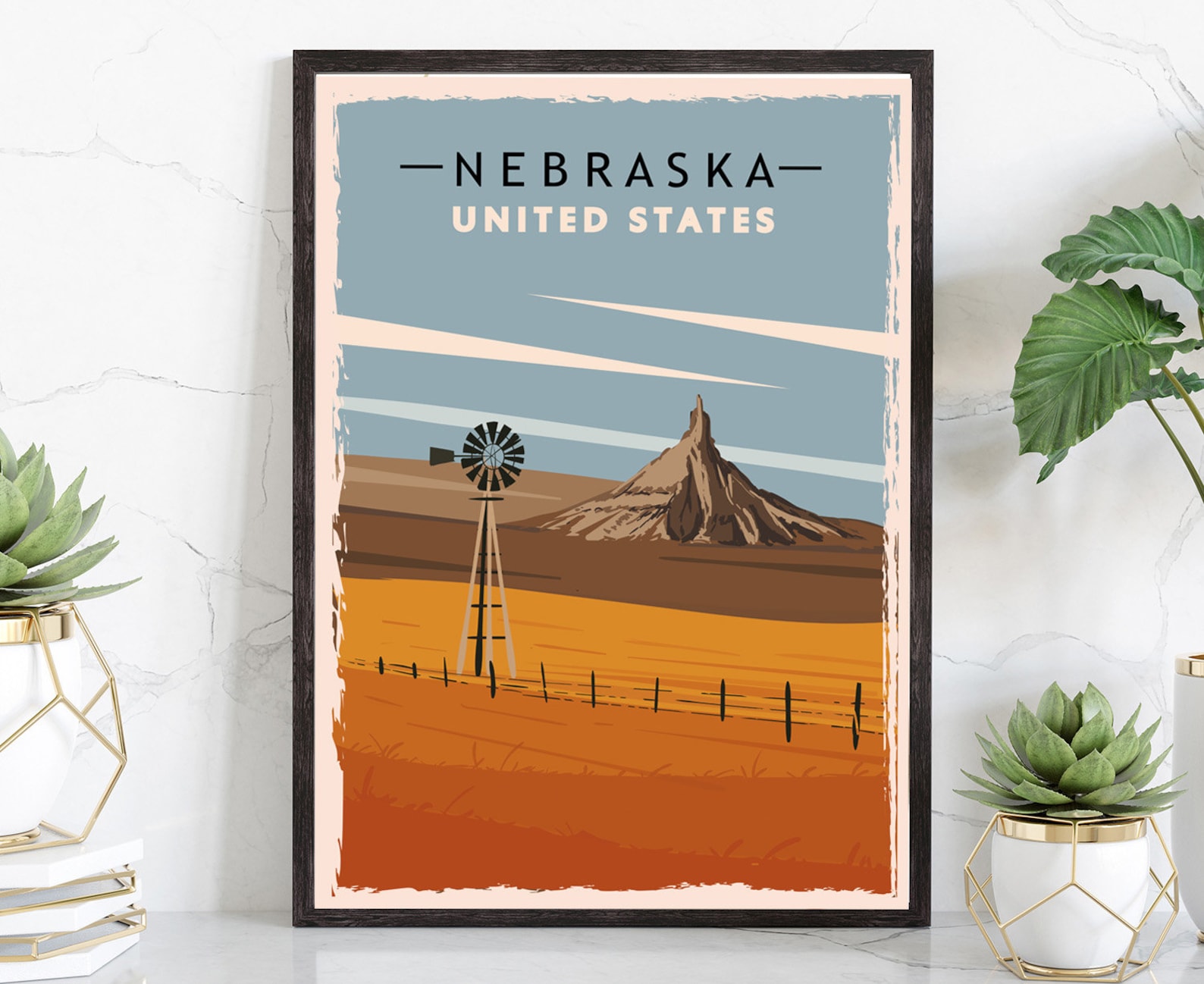 Retro Style Travel Poster, Nebraska Vintage Rustic Poster Print, Home ...