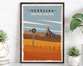 Retro Style Travel Poster Nebraska Vintage Rustic Poster - Etsy