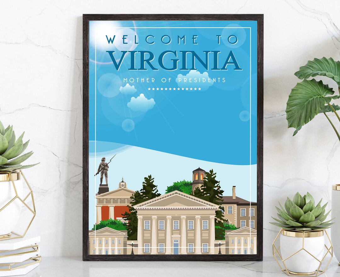 Retro Style Travel Poster, Virginia Vintage Rustic Poster Print, Home ...
